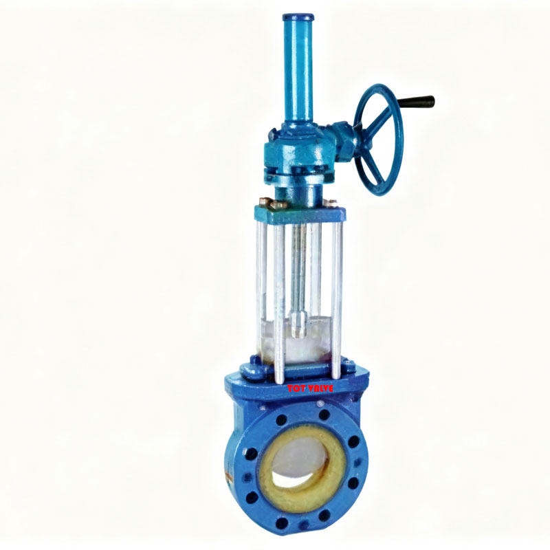 Bevel Gear PU Lined Flanged Knife Gate Valve - TOT Valve Manufacturer ...