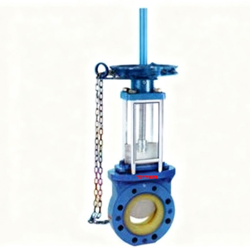 Chainwheel PU Lined Flanged Knife Gate Valve - TOT Valve Manufacturer ...