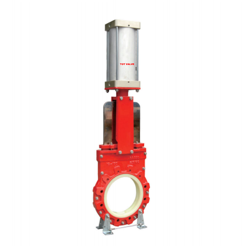 PU Lined Elastomer Sleeve Flanged Round Port Pneumatic Actuation Knife ...