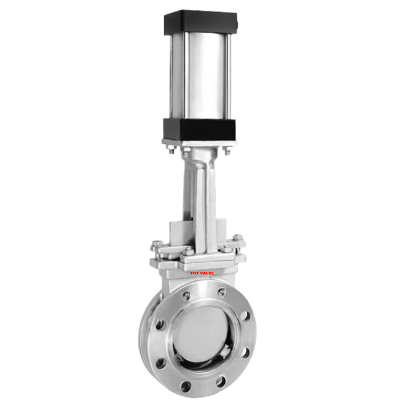 Stainless Steel Round Port Flanged Pneumatic Actuation Knife Gate Valve ...